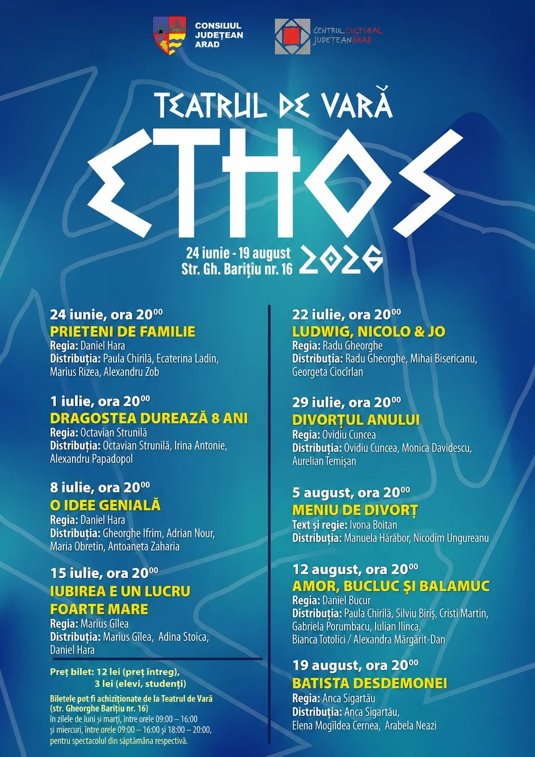 Teatrul de Vară ETHOS revine la Arad: 9 spectacole în curtea CCJ | TV Arad